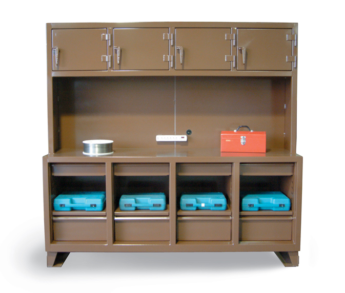4 COMPARTMENT CABINET WORKSTATION WITH UPPER COMPARTMENTS | HD SHELVING